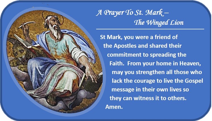 St Mark Winged Lion-Prayer2 – St. John Neumann Parish – Bryn Mawr, PA