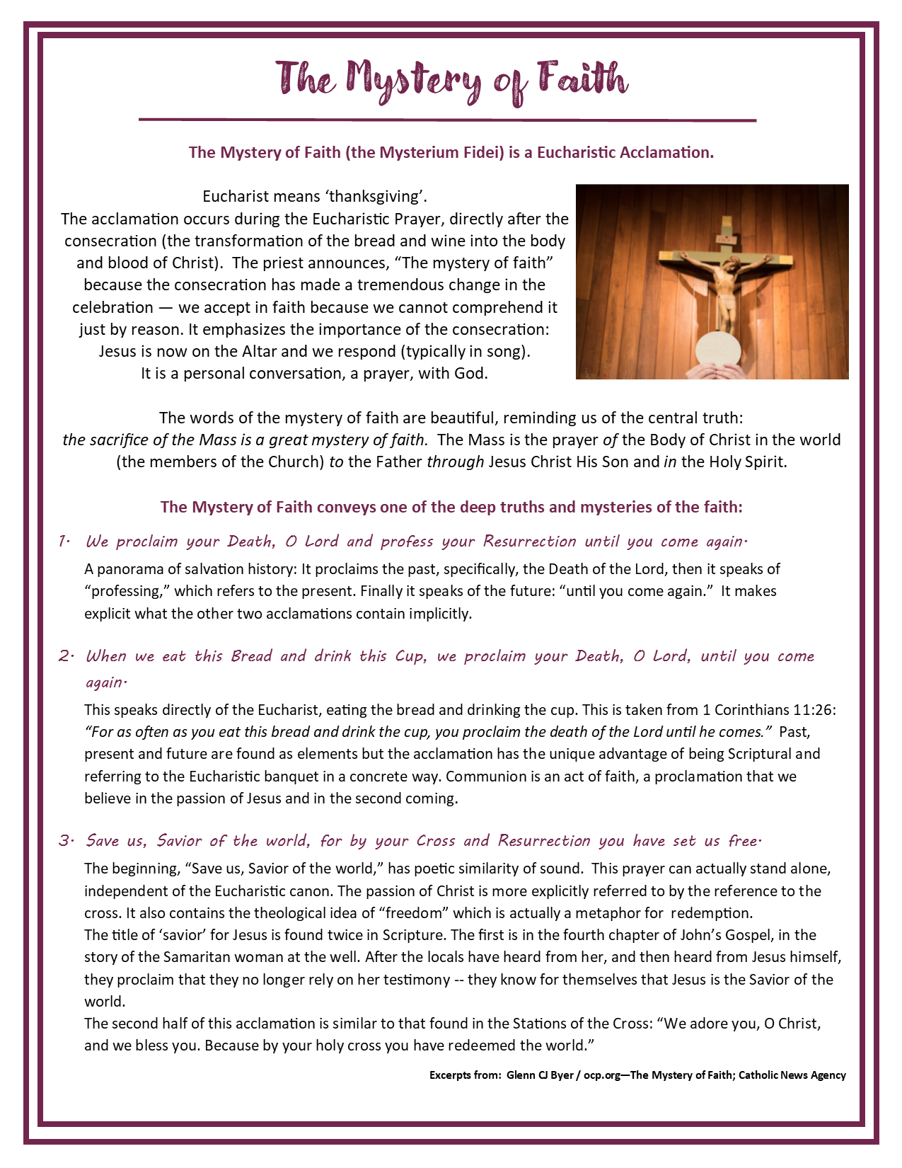The Mystery of Faith – St. John Neumann Parish – Bryn Mawr, PA