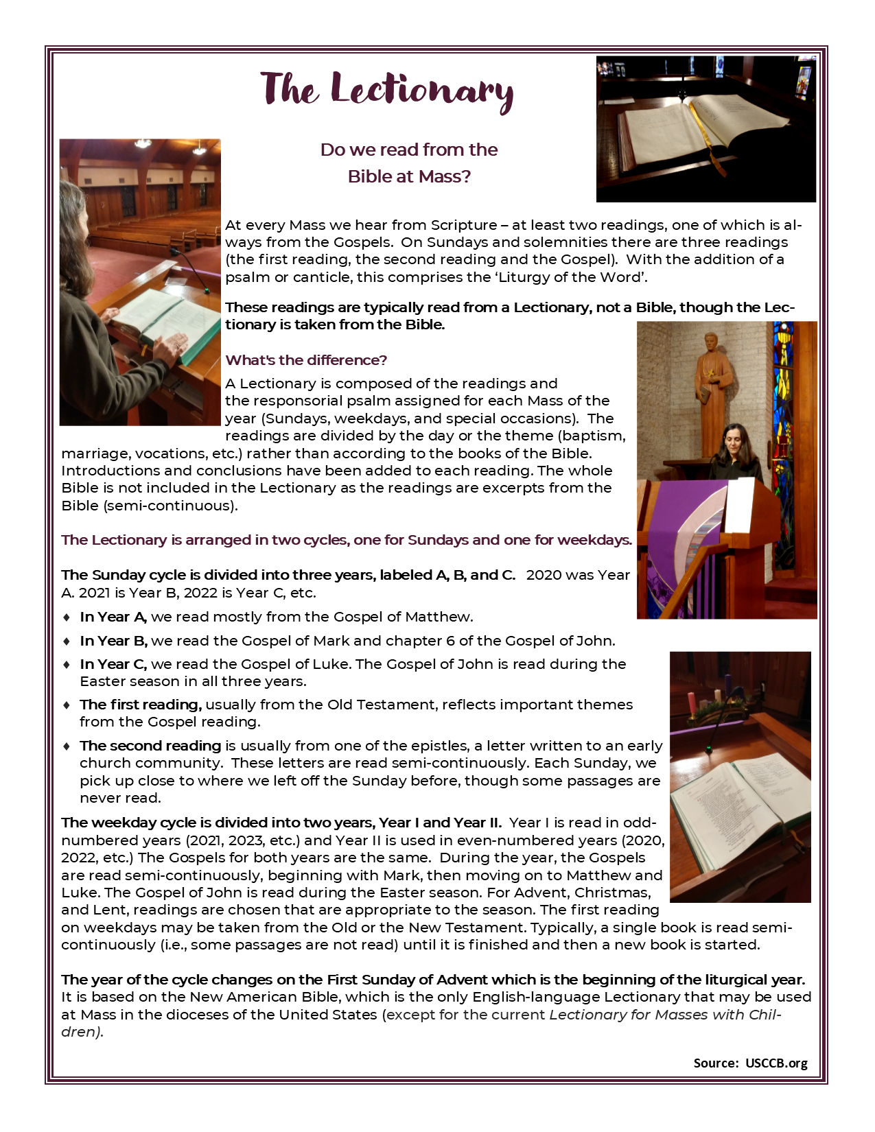 The Lectionary – St. John Neumann Parish – Bryn Mawr, PA
