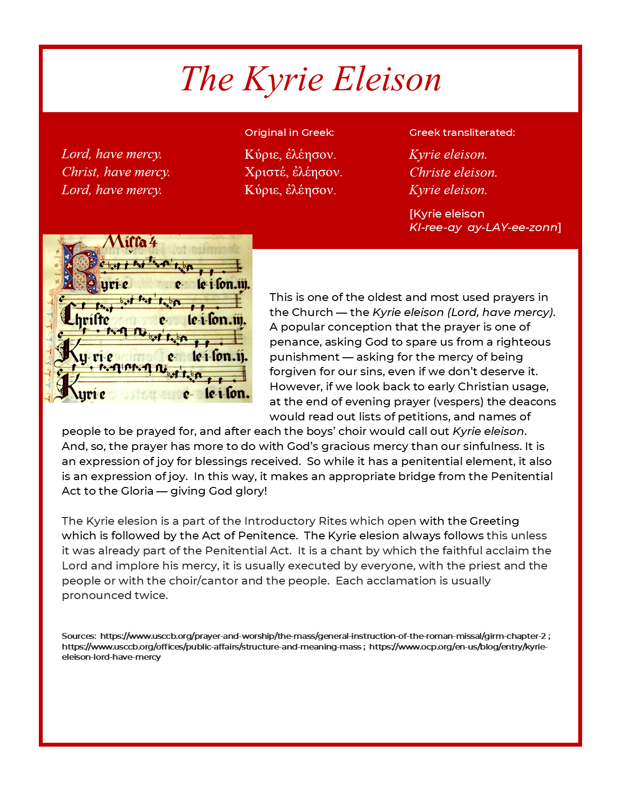 The Kyrie Eleison – St. John Neumann Parish – Bryn Mawr, PA