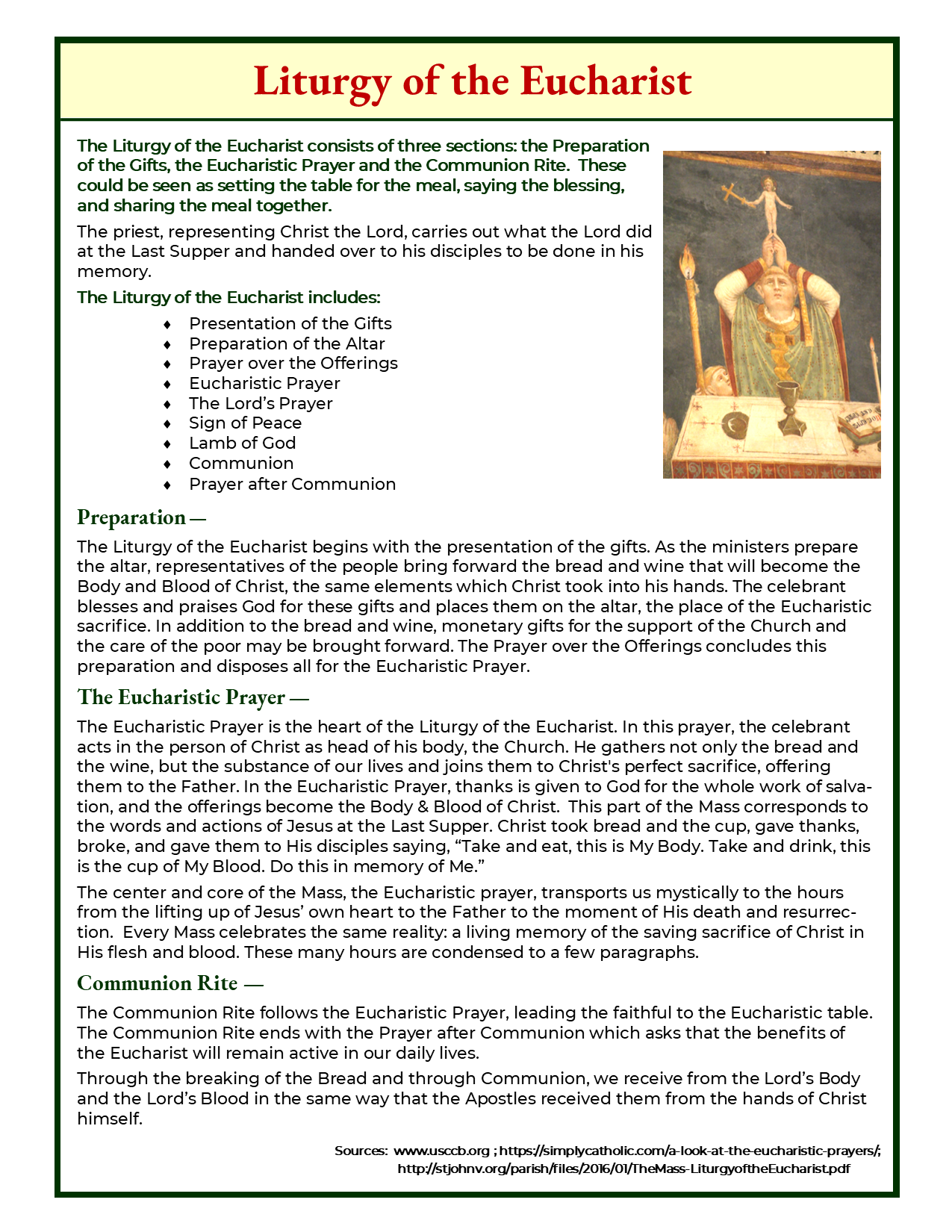 The Liturgy of the Eucharist – St. John Neumann Parish – Bryn Mawr, PA