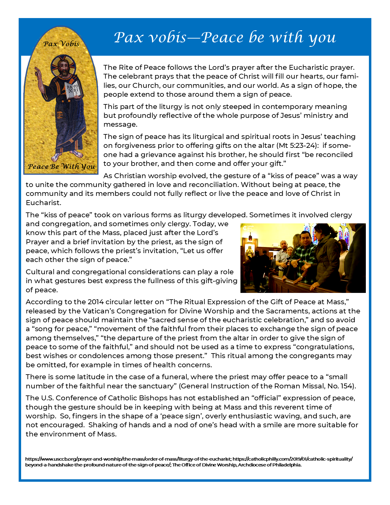 Sign of Peace – St. John Neumann Parish – Bryn Mawr, PA