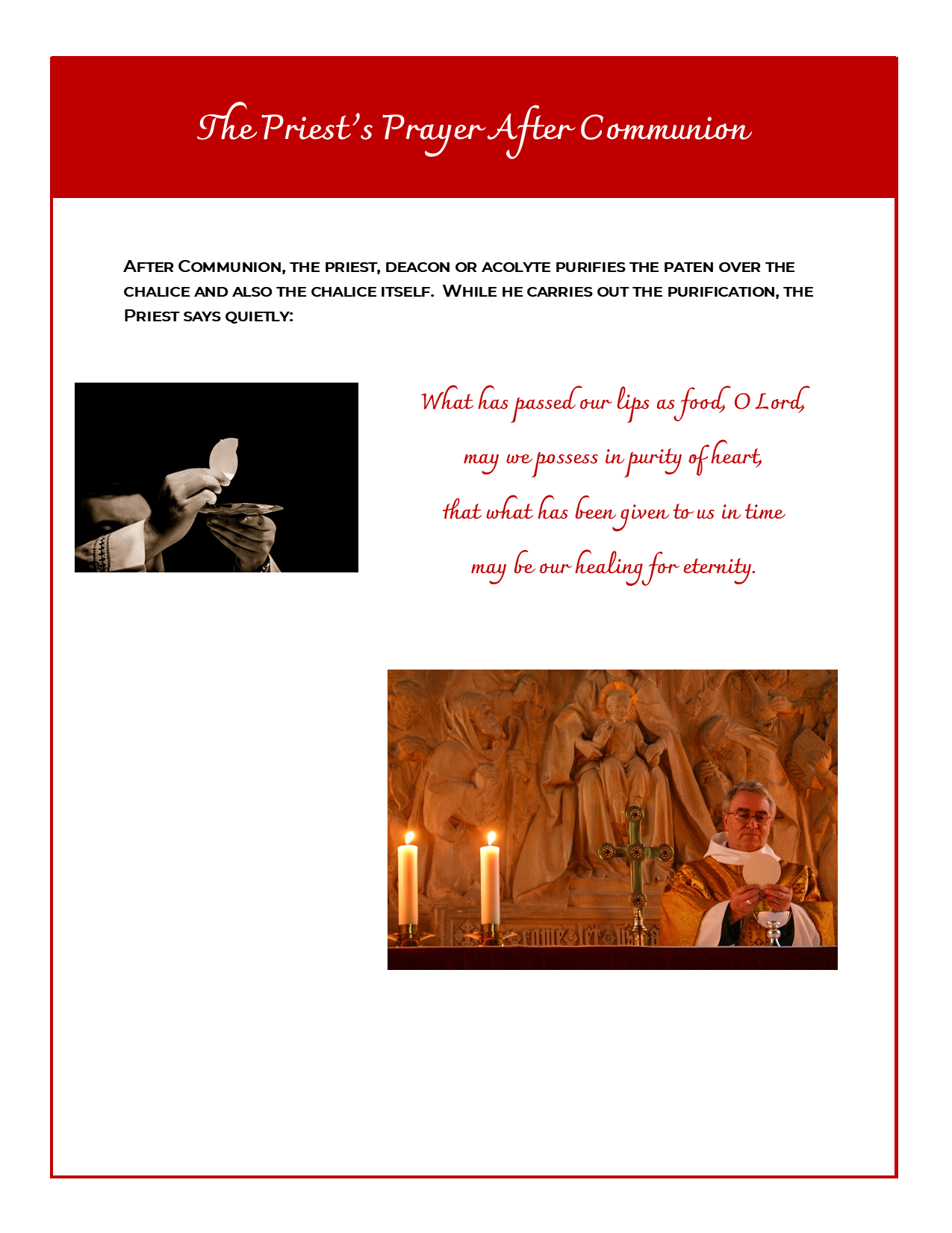 Priest Prayer After Communion – St. John Neumann Parish – Bryn Mawr, PA